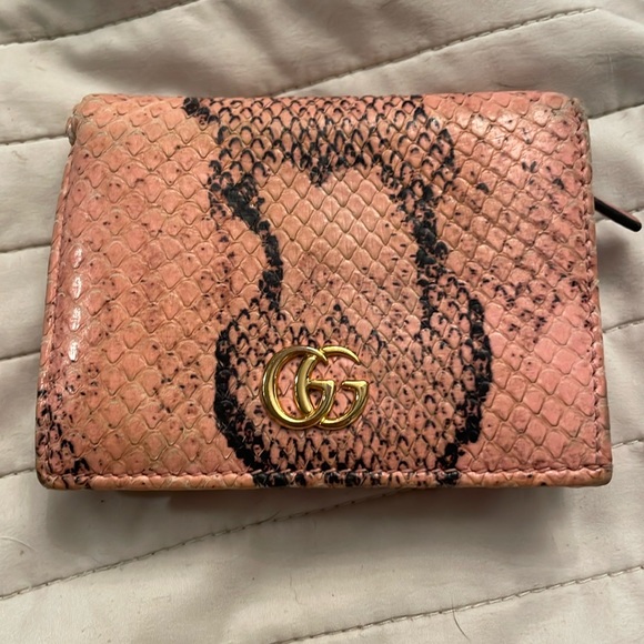 Gucci | Bags | Gucci Marmont Python Wallet Gold Gg Hardware Italy In ...